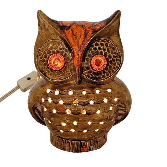 Accents | Vintage Ceramic Owl Lamp Retro Mid Century Modern Brown ...